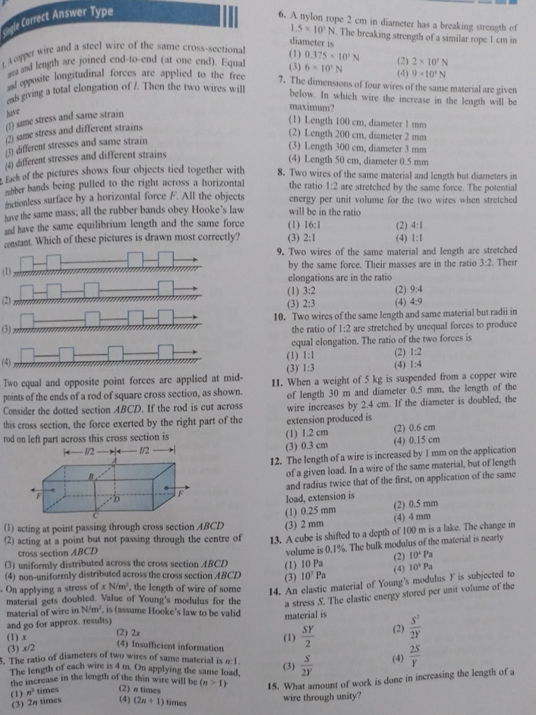 Elasticity Important Jee Main Qs 22-23 | PDF | Young's Modulus | Elasticity (Physics)