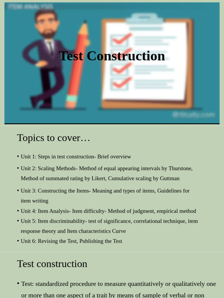 Module 3 Test Construction | PDF | Psychophysics | Cognitive Science