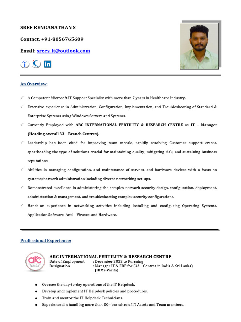 Naukri SSreeRenganathan (9y 0m) | PDF | Microsoft Windows | Operating System