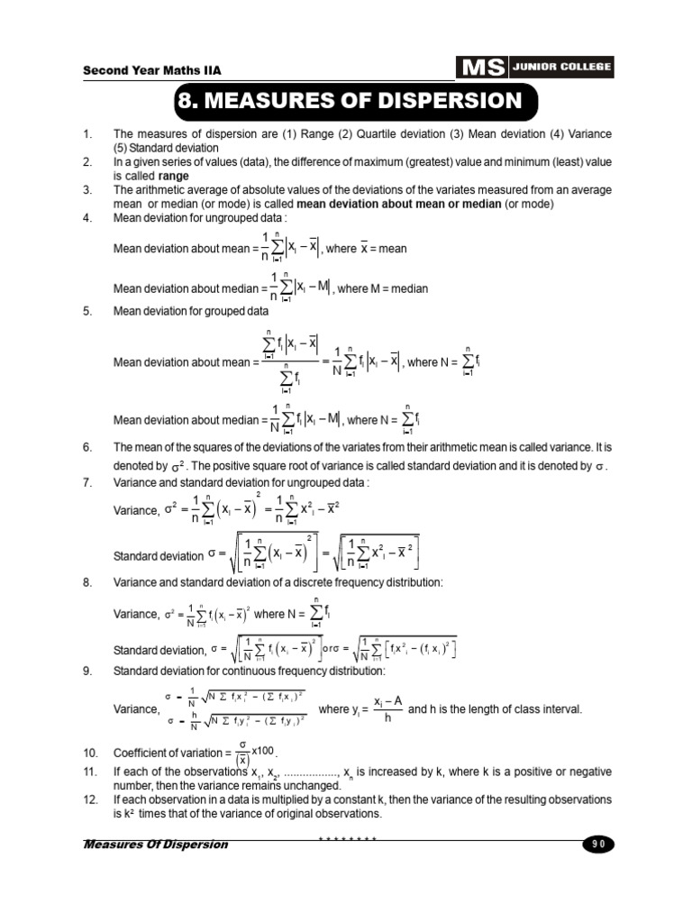 Understanding Measures of Dispersion | PDF | Variance | Median