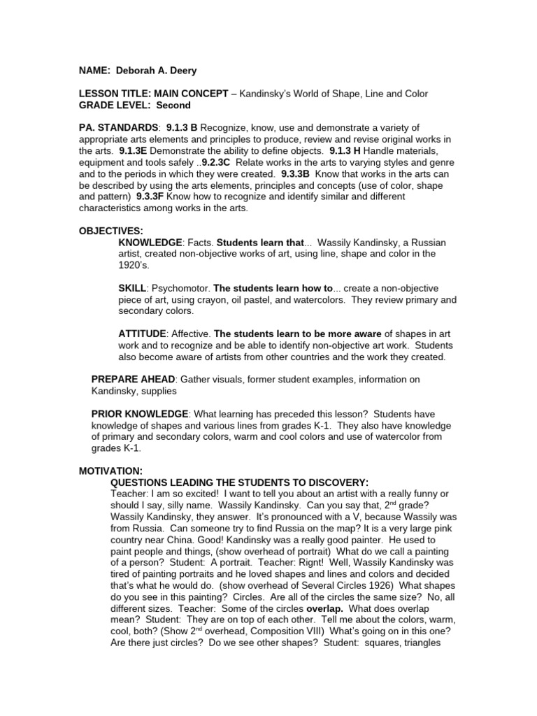 2ndGradeShapeLineandColorwithKandinsky 1 | PDF | Abstract Art | Wassily ...