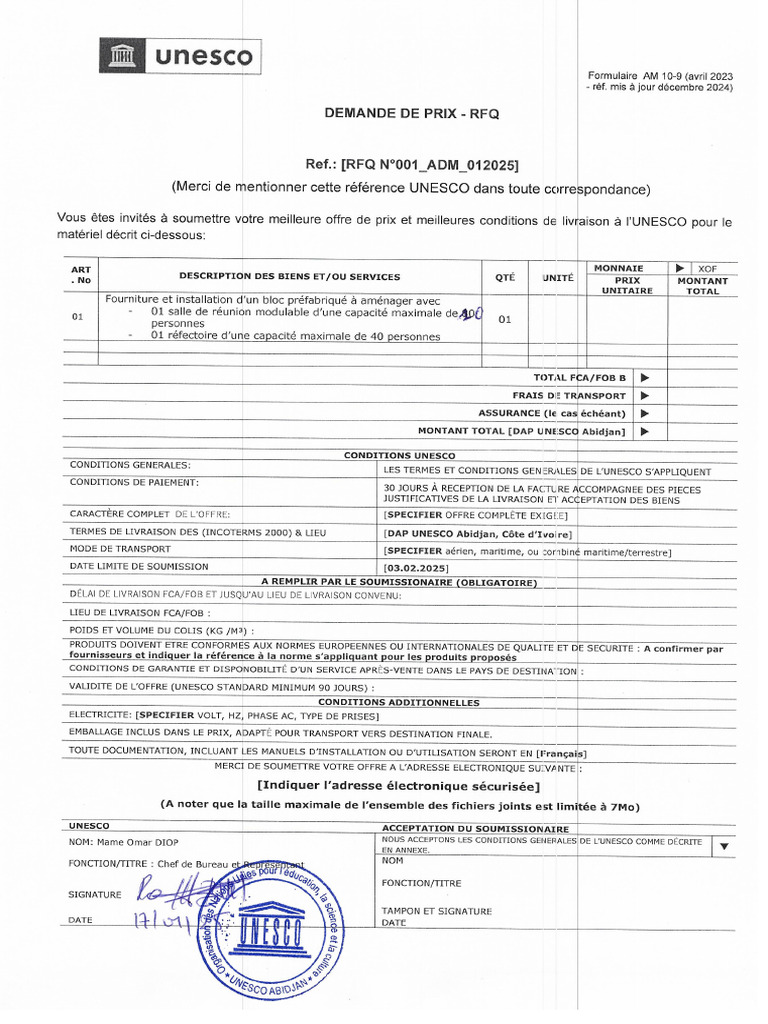 RFQ_Bloc prefab | PDF