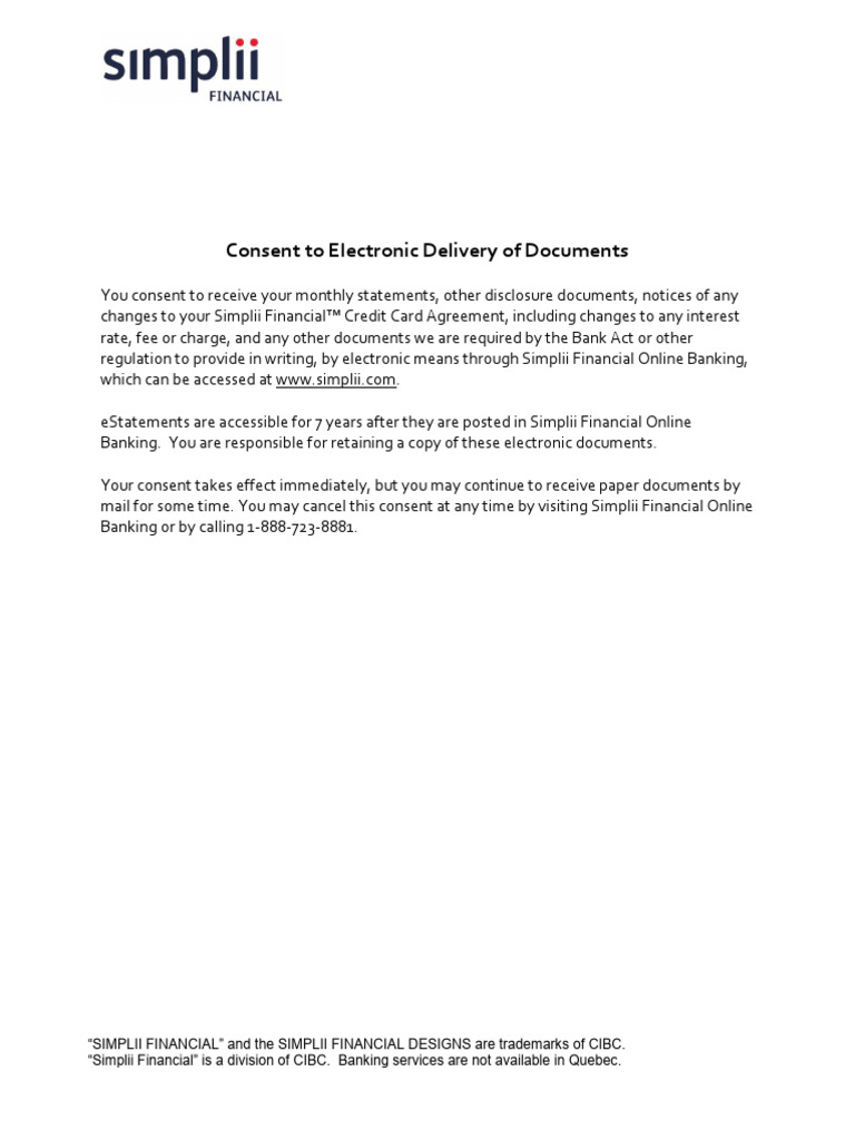Simplii Financial Electronic Document Consent | PDF