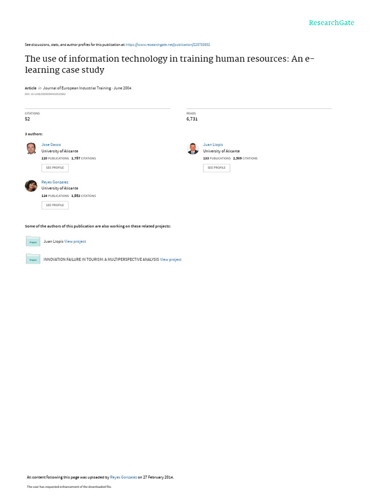 The Use of Information Technology in Training Human Resources: An E-Learning Case Study | PDF ...