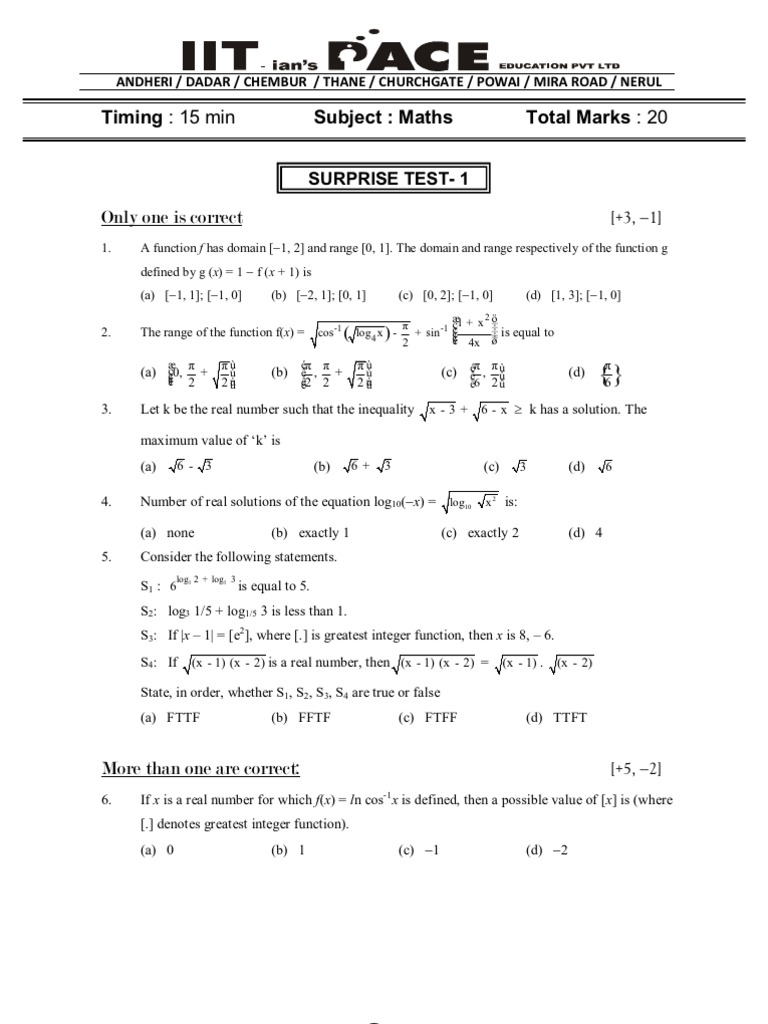 Functions (Domain & Range) | PDF