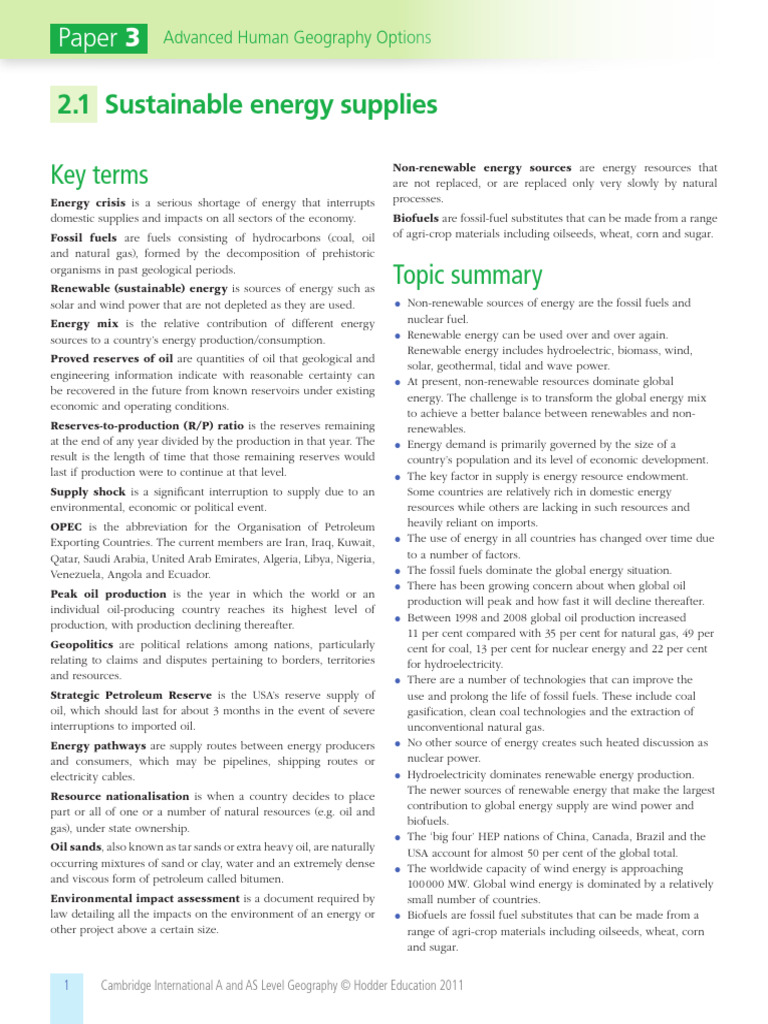 Sustainable Energy Sources Overview | PDF | Energy Development ...