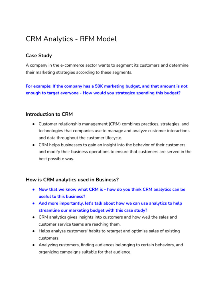 CRM Analytics - RFM Model (New) | PDF | Customer Relationship Management | Analytics