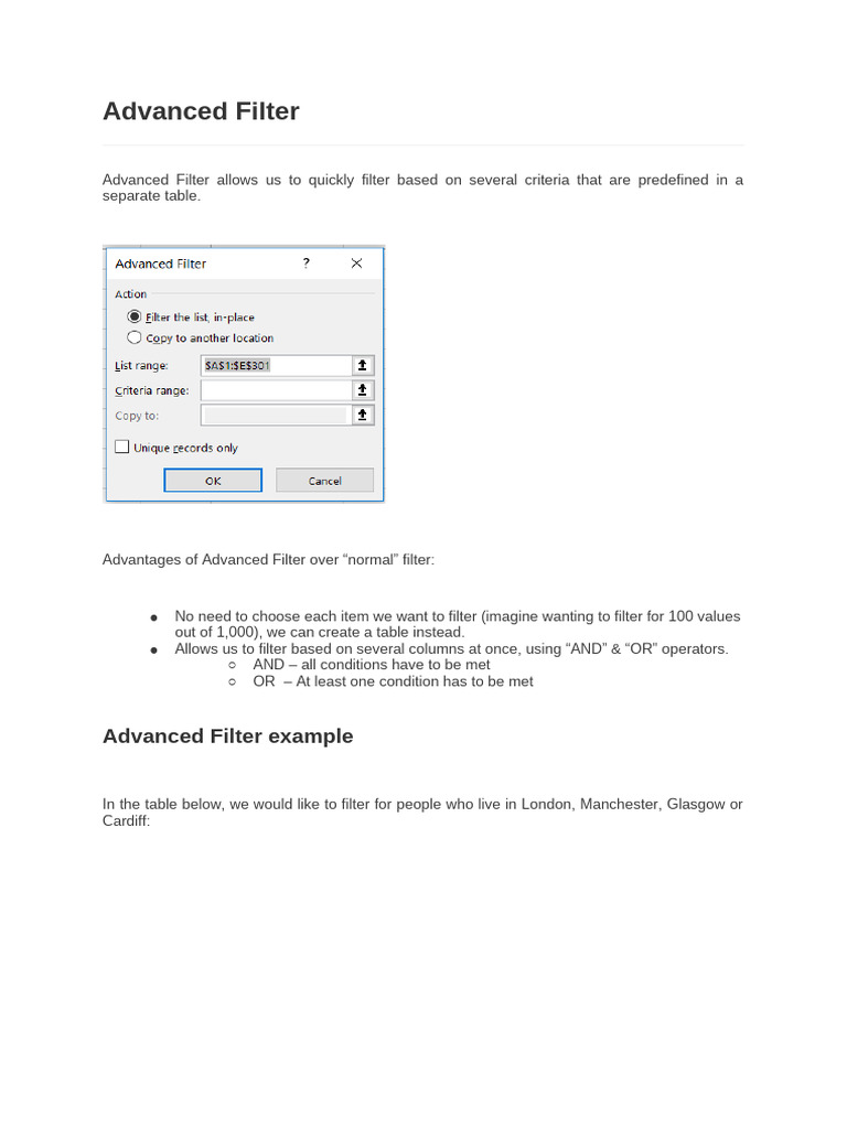 Advanced Filter and Pivot Table | PDF | Data Management | Computing