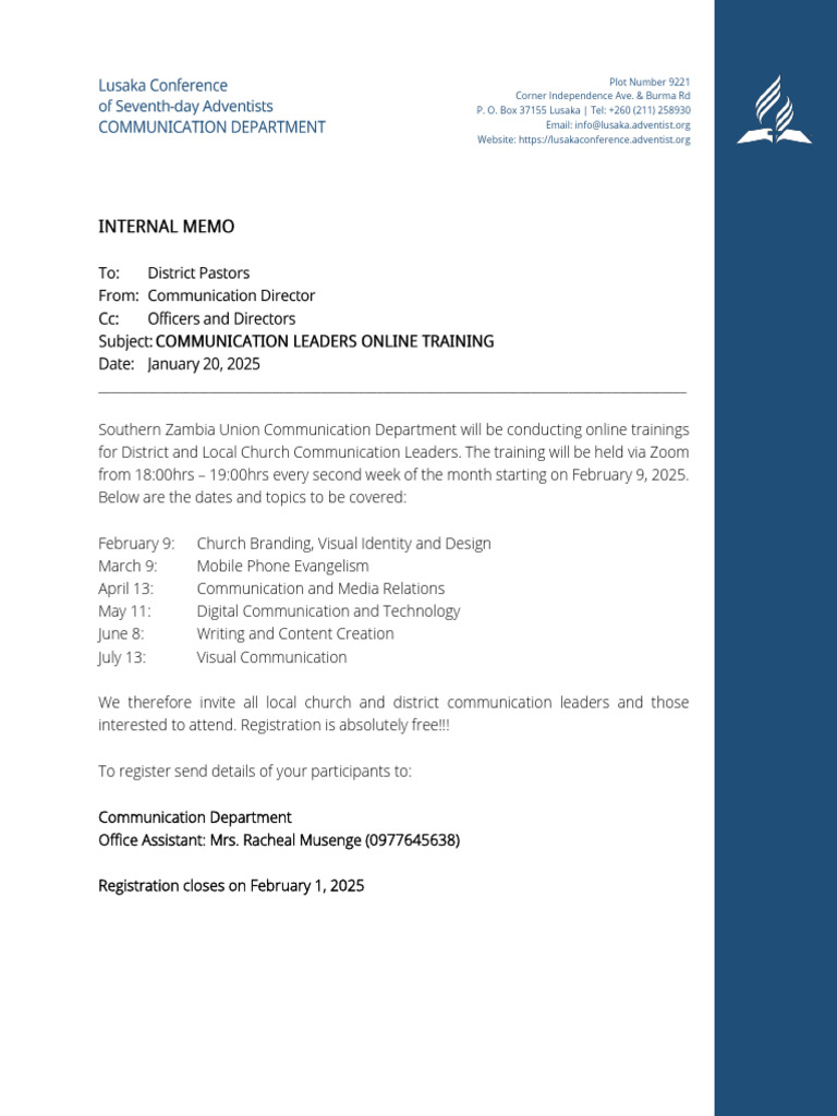 Online Training Memo-1 | PDF