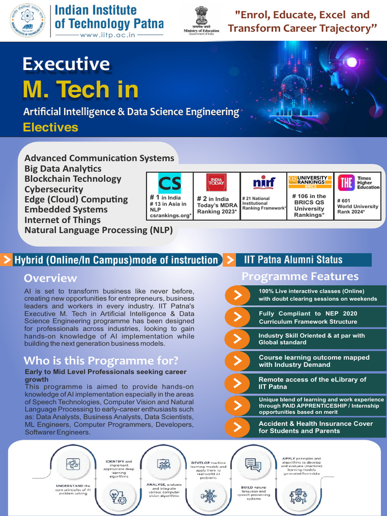 Executive MTECH Brochure | PDF | Academic Degree | Artificial Intelligence
