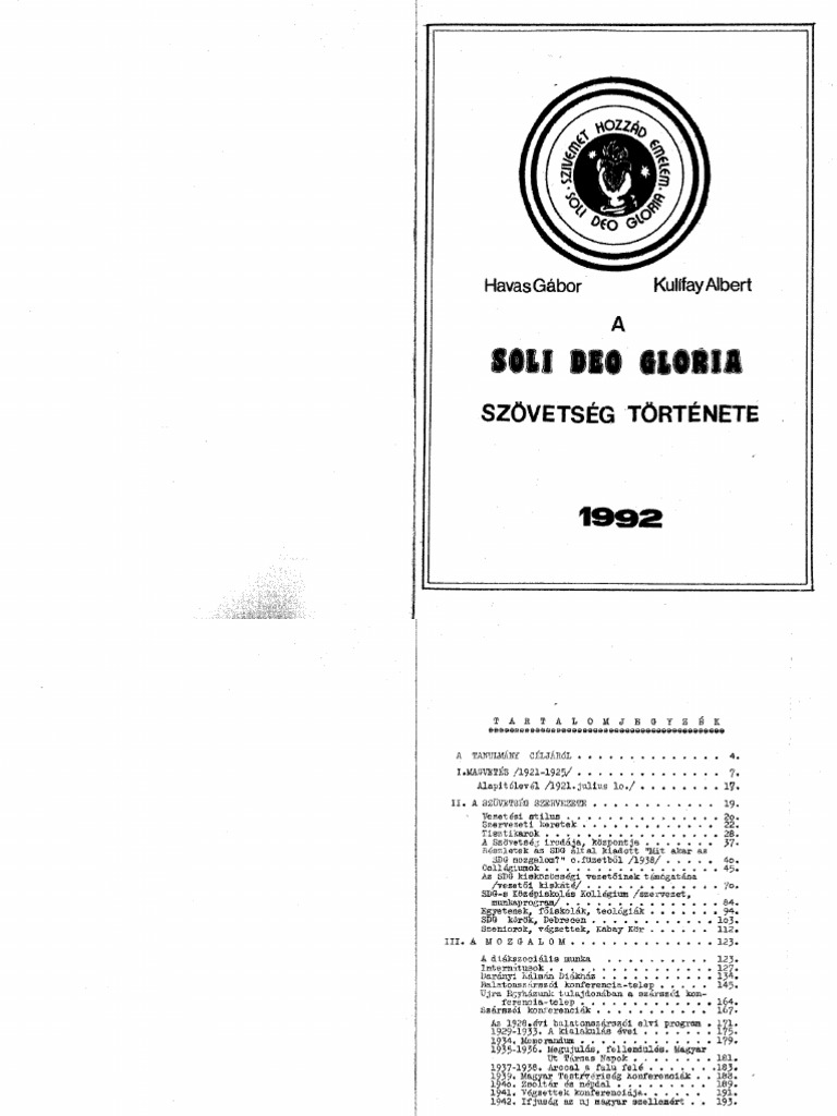 Havas Gabor-Kulifay Albert-A Soli Deo Gloria Szovetseg Tortenete | PDF
