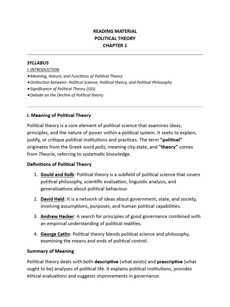 Reading Material - Chapter 1 | PDF | Political Philosophy | Theory