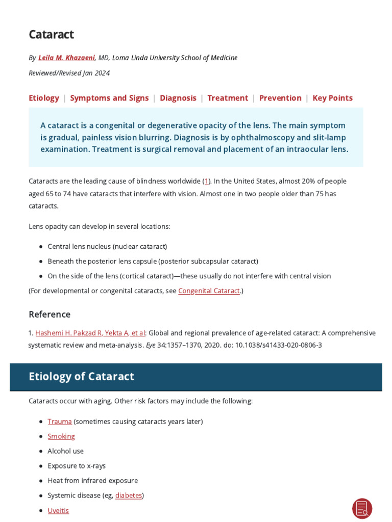 Understanding Cataracts: Symptoms & Treatment | PDF | Cataract ...