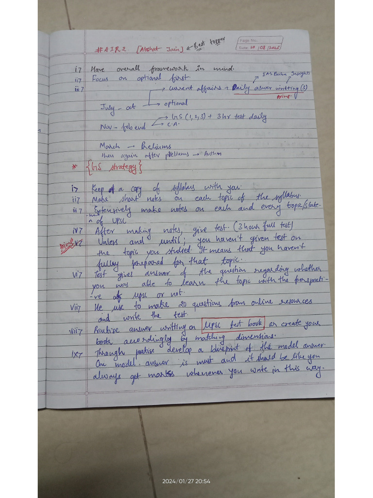 Akshat Jain SIR Strategy AIR 2 | PDF