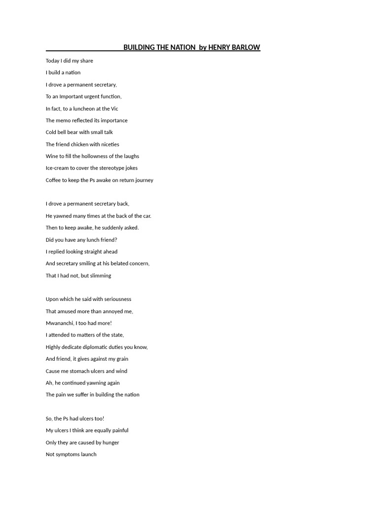 Building the Nation: A Poetic Analysis | PDF