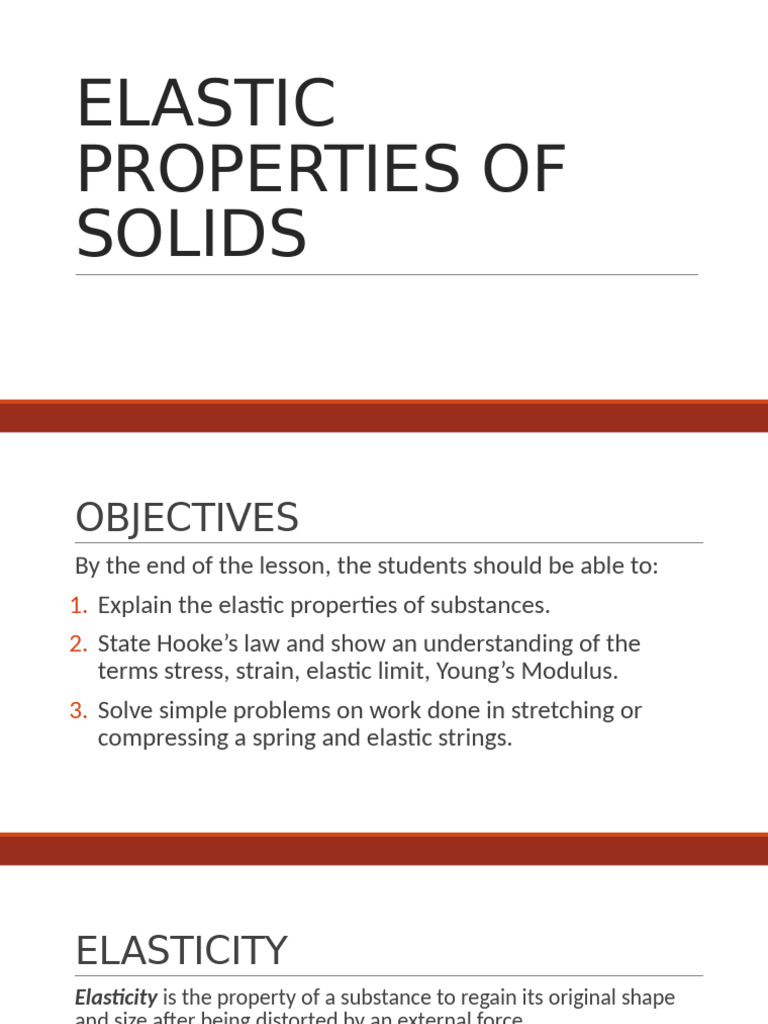 Wk4 Elastic Properties of Solids | PDF