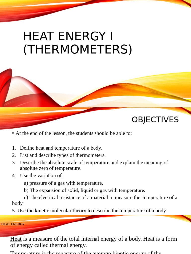 Wk8 Heat Energy (Thermometers) | PDF | Temperature | Thermometer