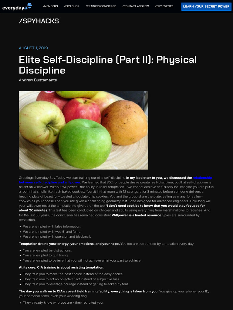 Elite Self-Discipline (Part II) - Physical Discipline | PDF | Self ...