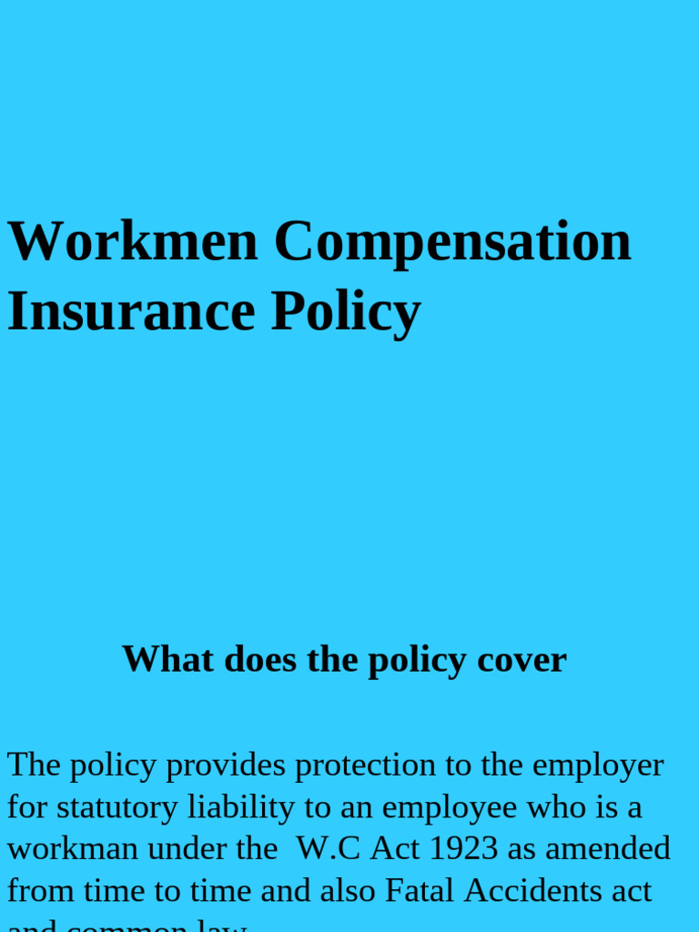 Workmen Compensation Insurance Overview | PDF | Employment | Insurance