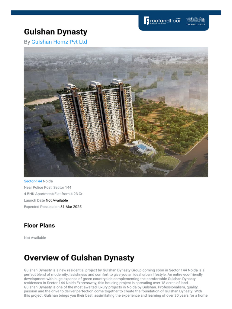 Gulshan Dynasty: Luxury Flats in Noida | PDF