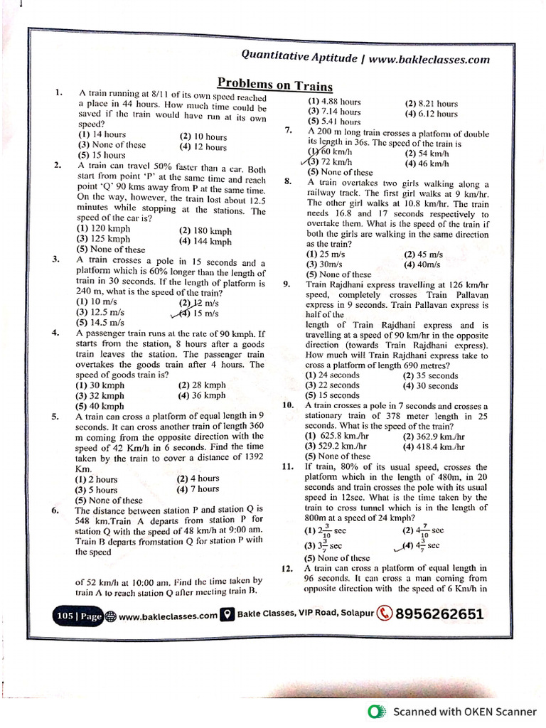 Problem on Trains (1) | PDF