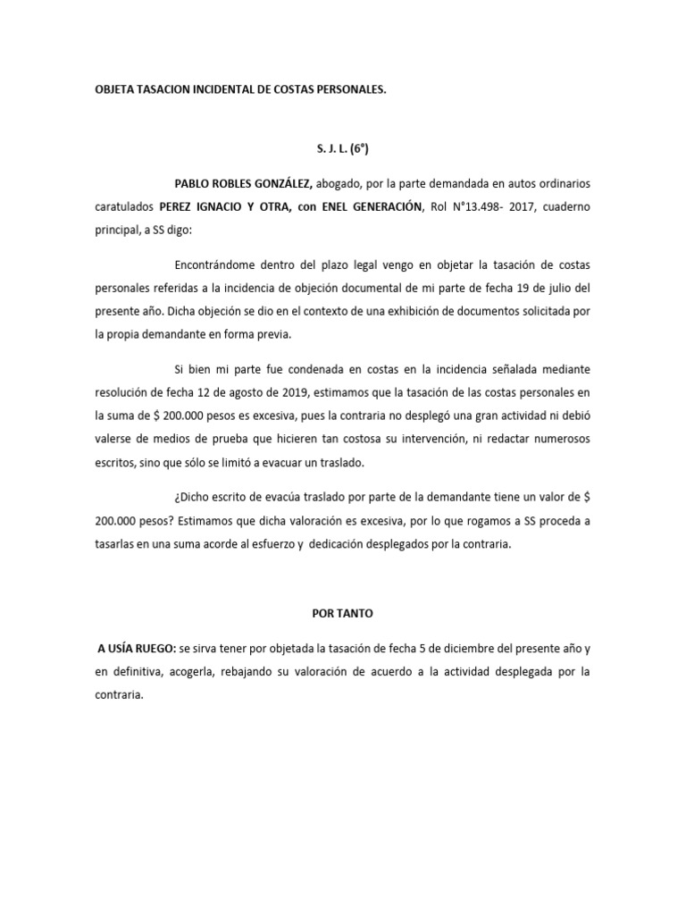 Objeta Tasacion Costas | PDF