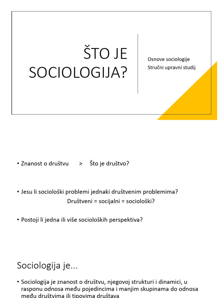 Što Je Sociologija | PDF