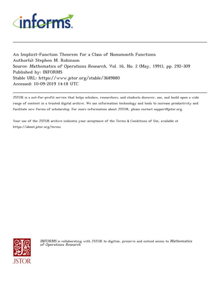 An Implicit-Function Theorem For A Class of Nonsmooth Functions | PDF | Function (Mathematics ...
