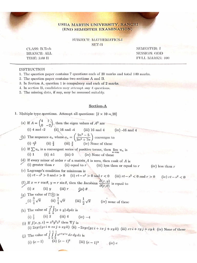 Math Sem - 1 | PDF