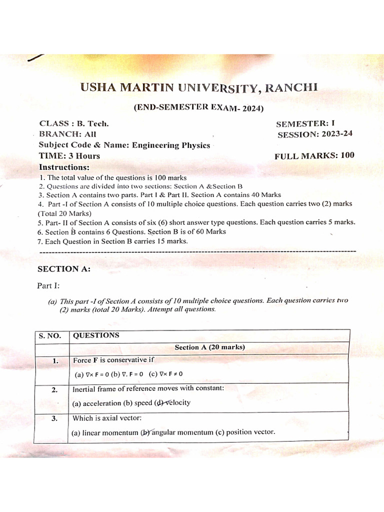 Physics Sem-1 | PDF