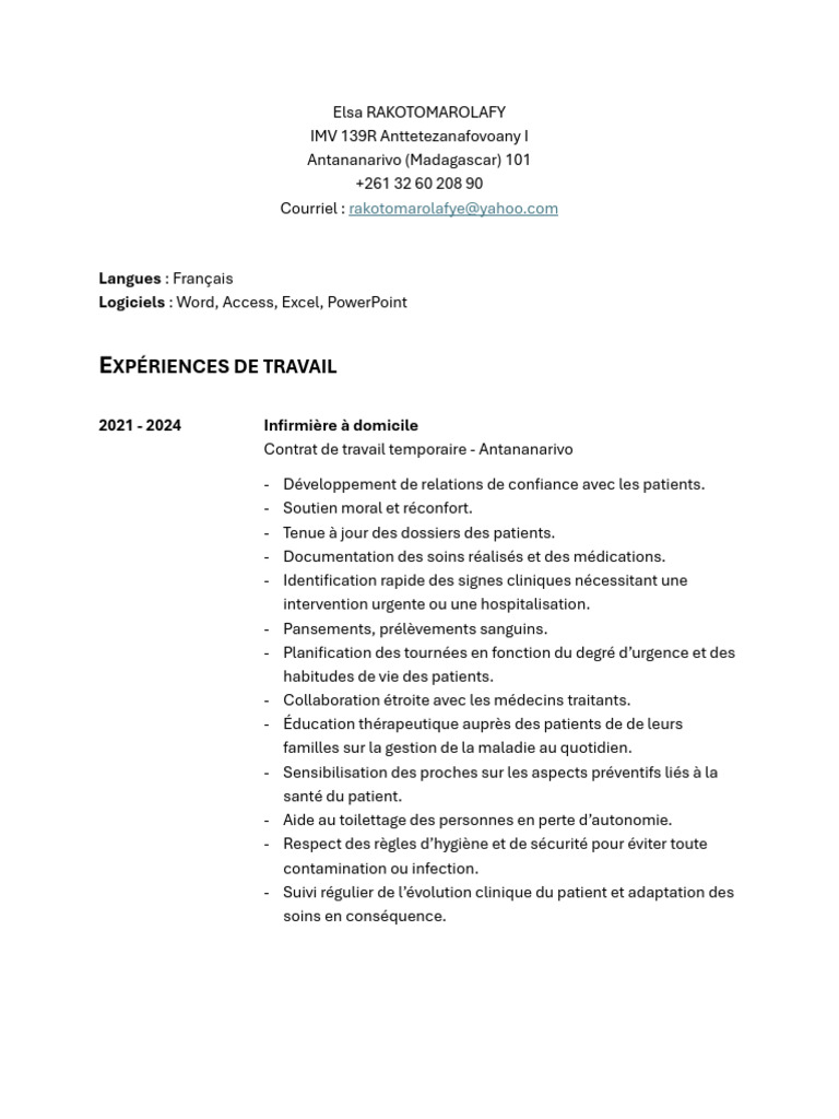 CV d'Elsa Rakotomarolafy | PDF
