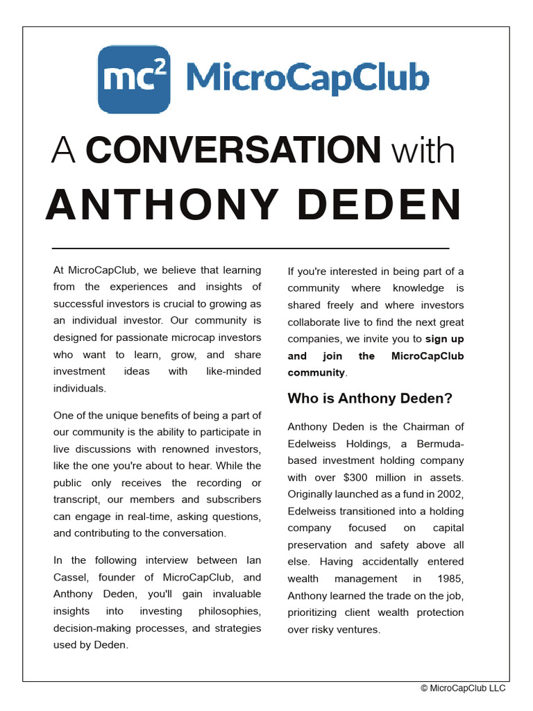 Anthony Deden's Investment Insights | PDF | Market Liquidity | Dividend