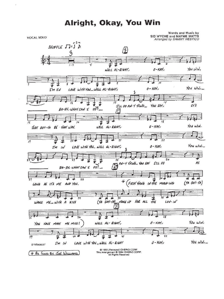 Alright, Okay, You Win - vocals only | PDF
