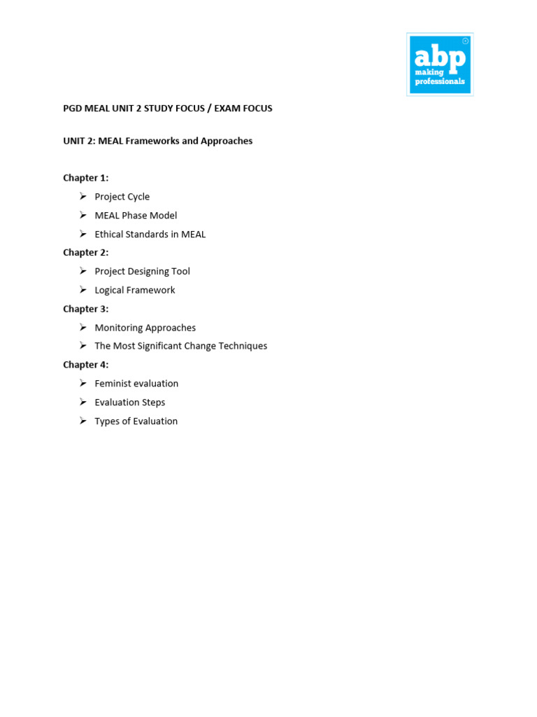 MEAL Frameworks for Project Design | PDF