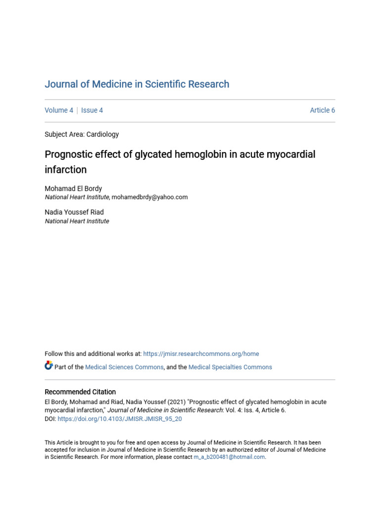 Prognostic Effect of Glycated Hemoglobin in Acute Myocardial Infa | PDF ...