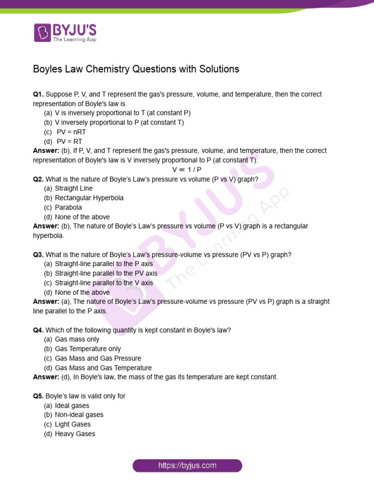 Boyles Law Questions - Docx 1 | PDF | Gases | Physical Quantities