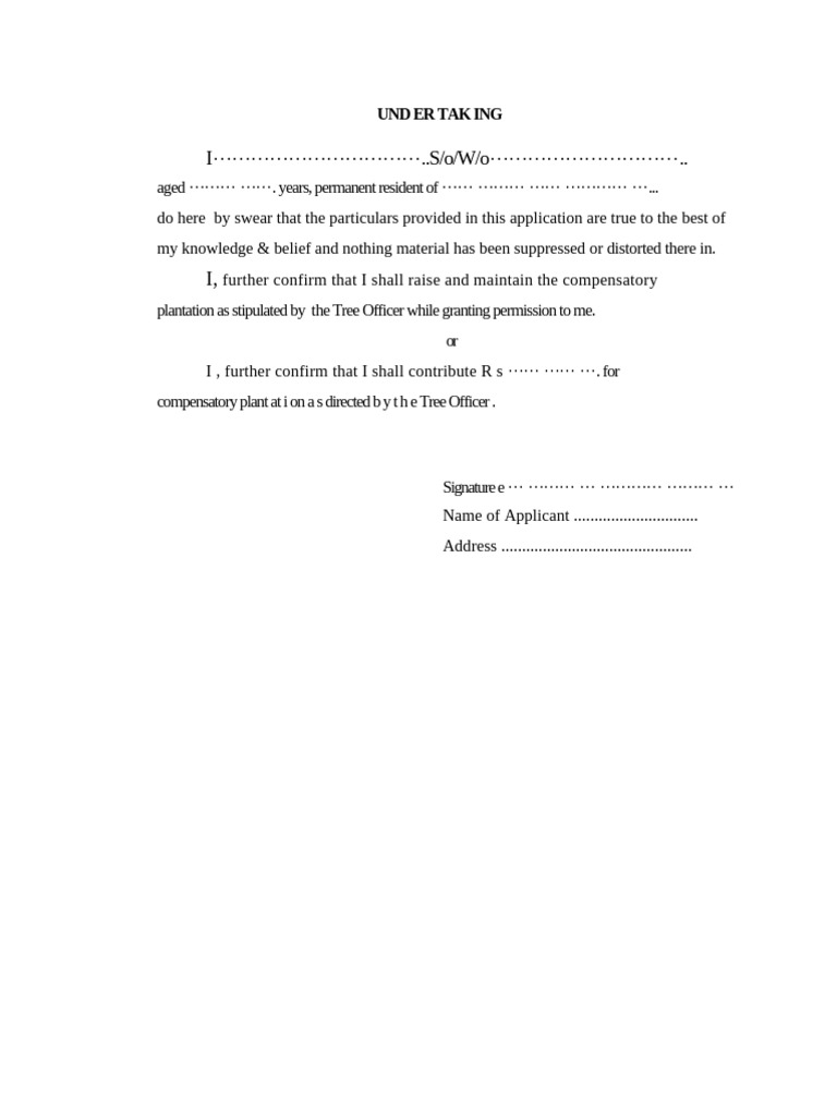 Compensatory Plantation Undertaking | PDF