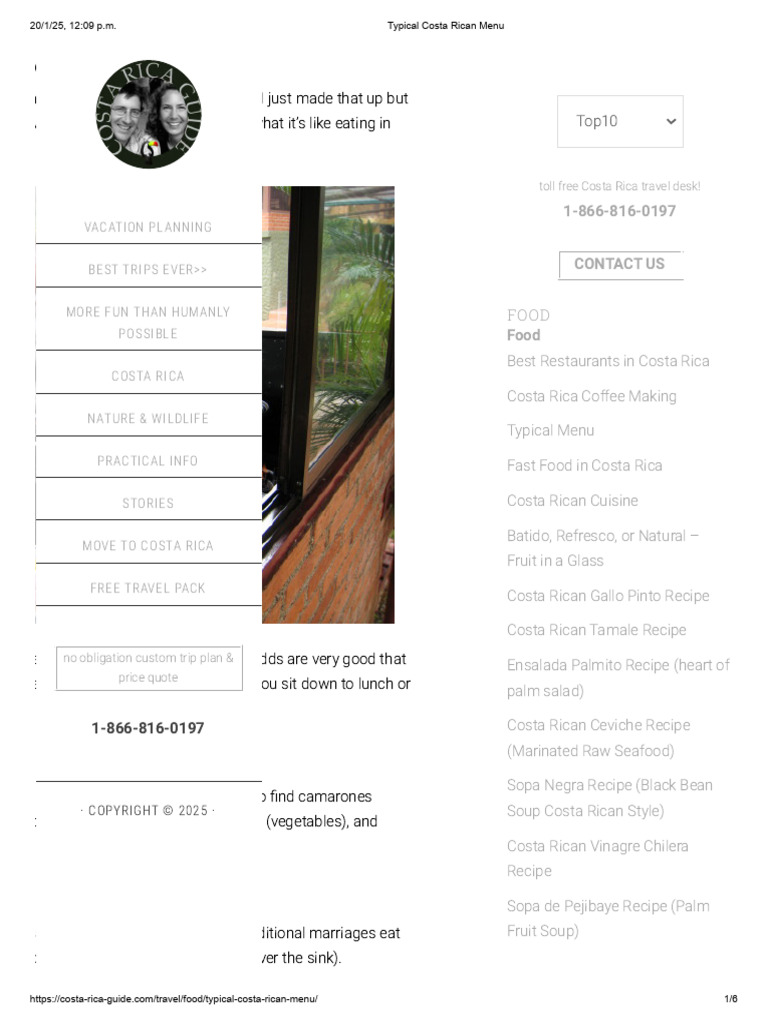 Typical Costa Rican Menu1 | PDF | Menu | Grilling