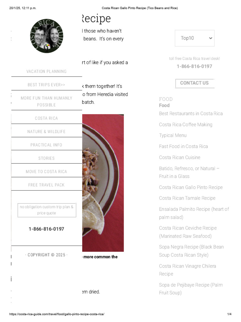 Costa Rican Gallo Pinto Recipe (Tico Beans and Rice) 5 | PDF | Western ...