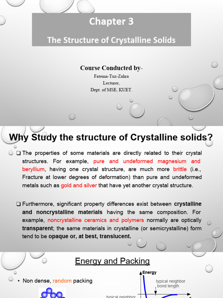 FTZ Lec 3 (Crystaline Solids) | PDF | Crystal Structure | Crystal