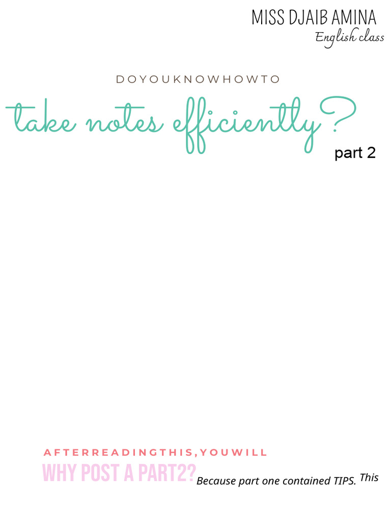How to take notes efficiently (part2) (2) | PDF | Lecture | Cognitive ...