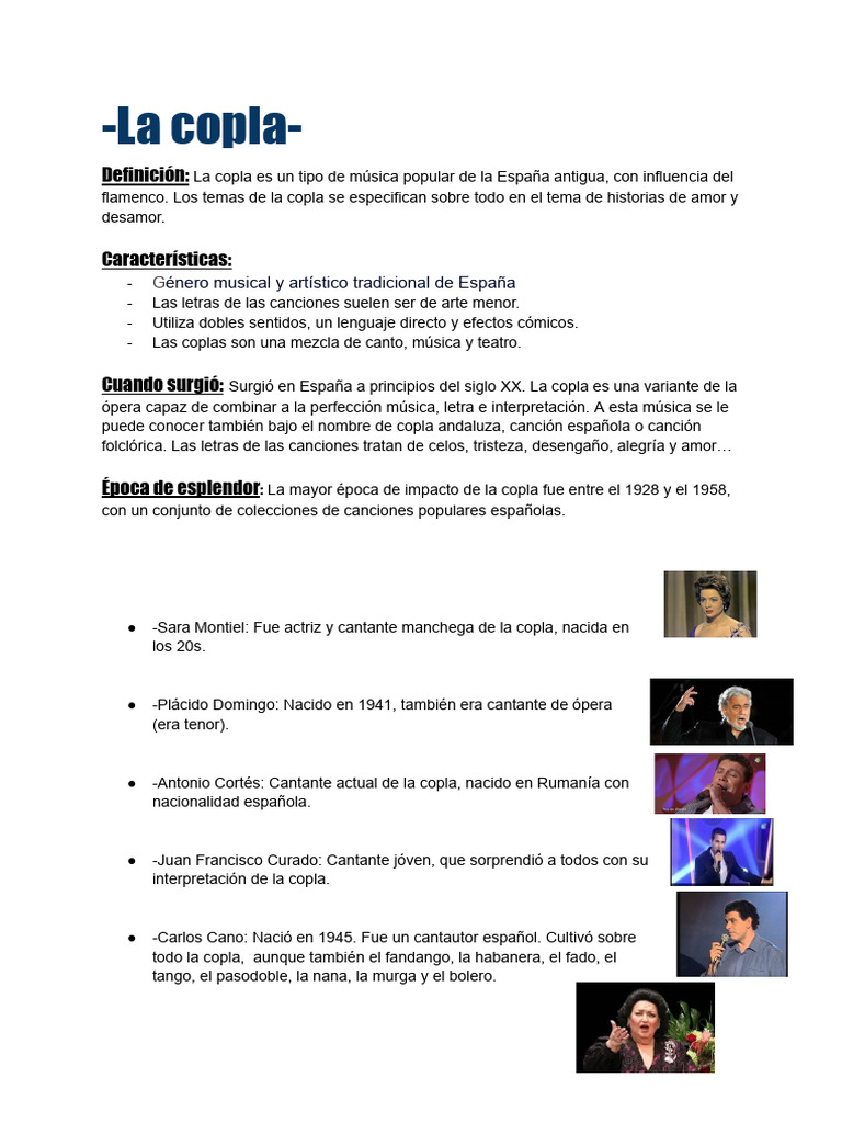 Historia y Esplendor de la Copla | PDF