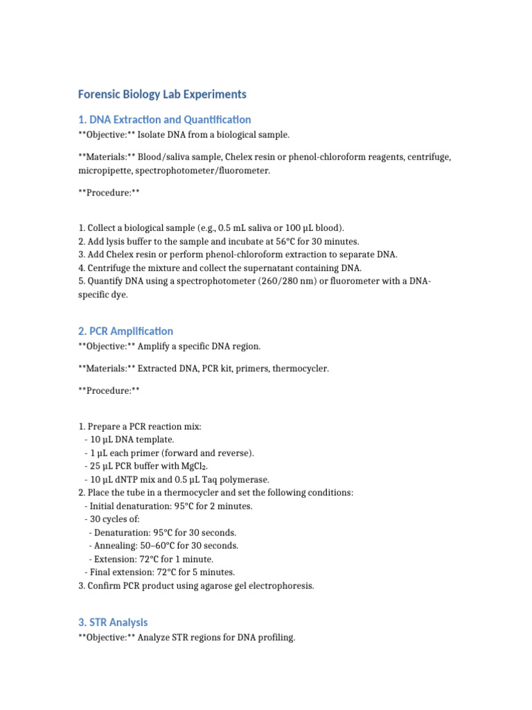 Forensic_Biology_Lab_Experiments | PDF | Polymerase Chain Reaction ...