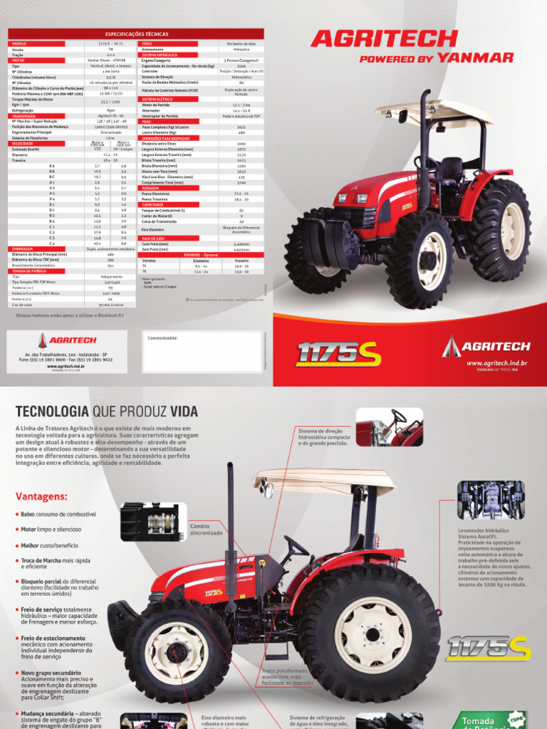 Manual Yanmar Agritech 1175 S Agricola | PDF