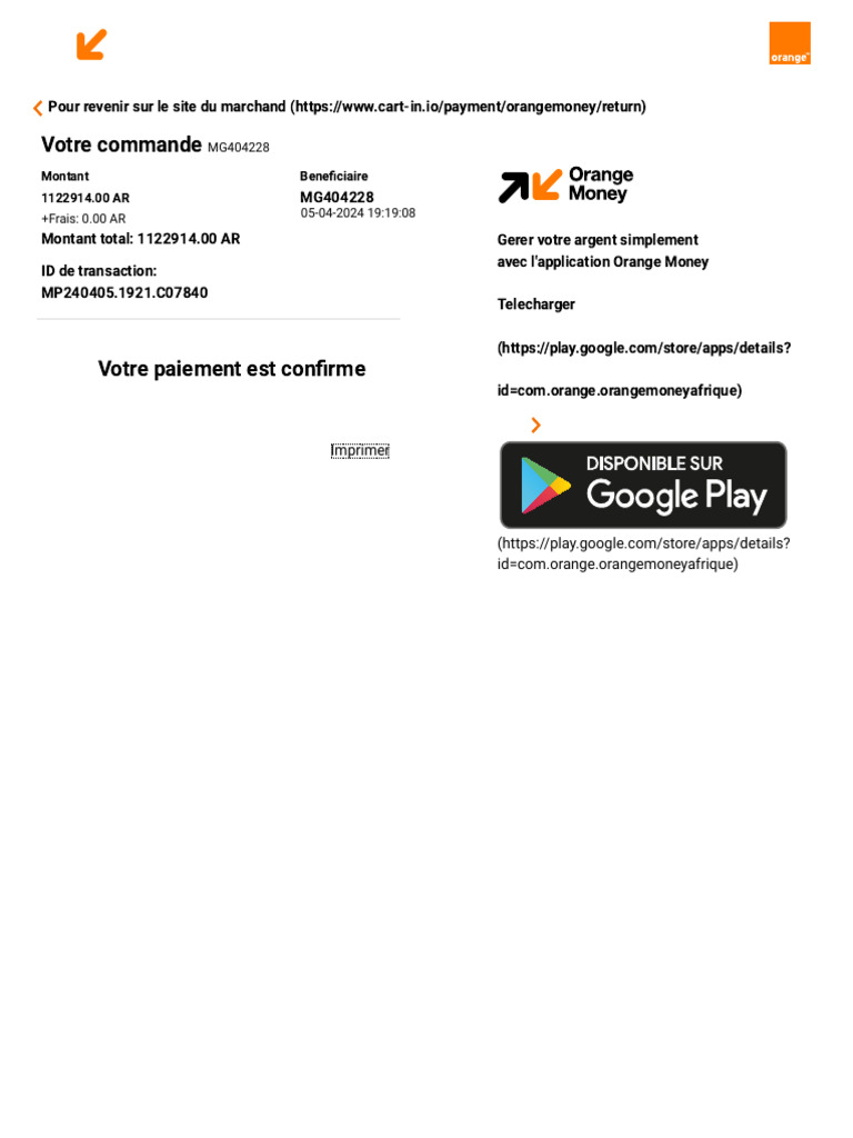 Orange Money Payment Document | PDF