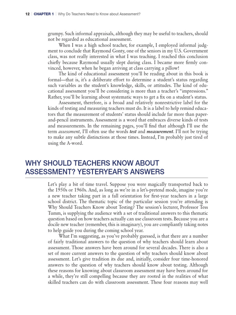 Importance of Assessment for Teachers | PDF | Educational Assessment ...