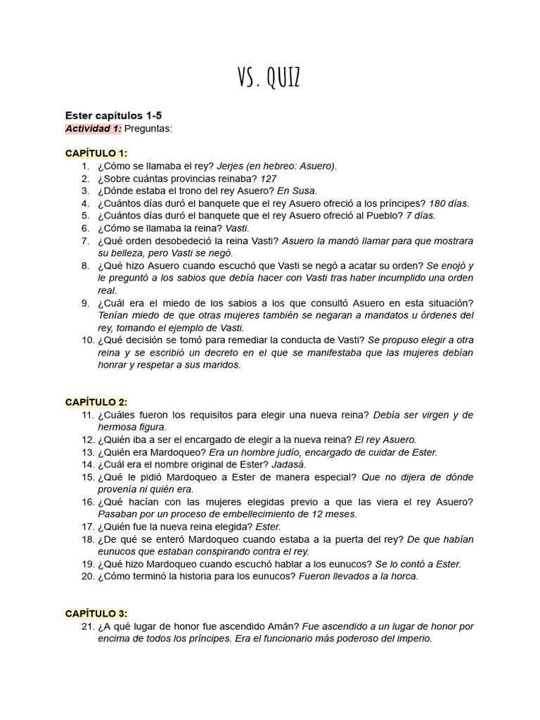 VS Quiz | PDF | Esther