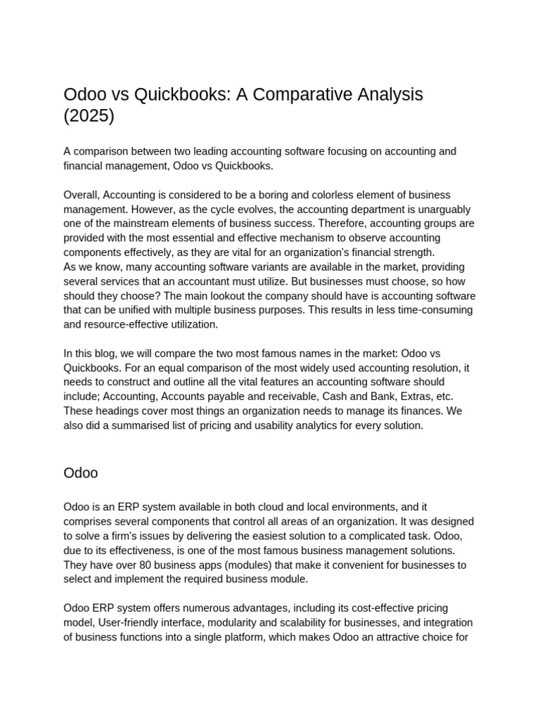 Odoo vs QuickBooks: Key Features Compared | PDF | Quick Books ...