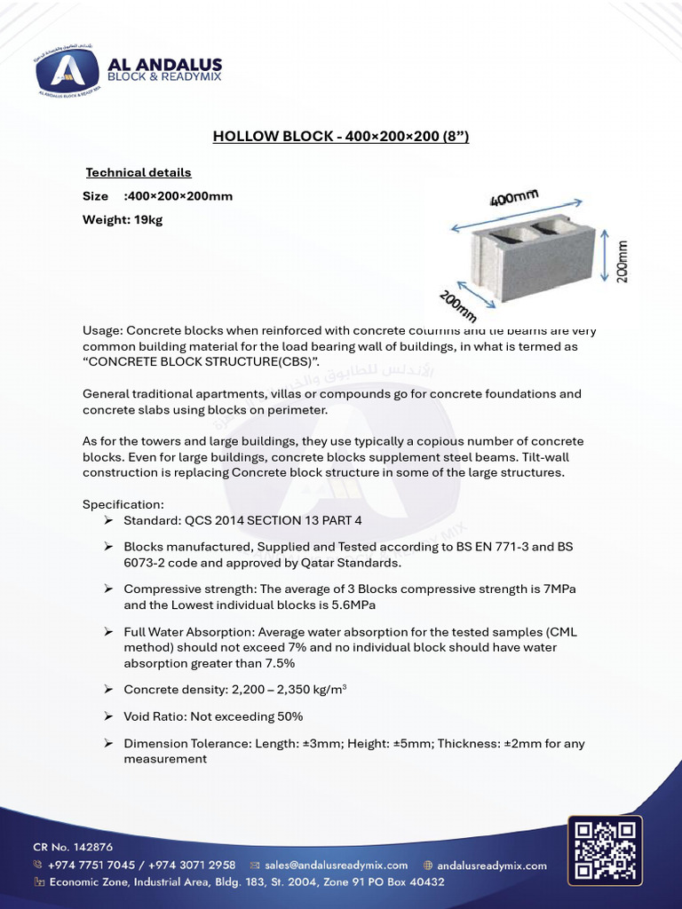 Hollow Concrete Block Specifications | PDF | Concrete | Beam (Structure)