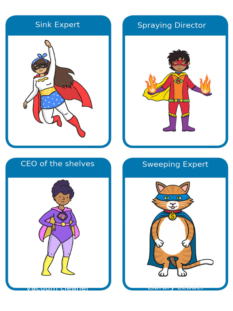 Superhero Classroom Jobs Rectangle Cards Editable | PDF